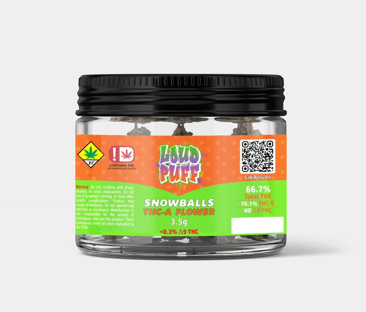 Snowballs THC-A Flower (Packaged, Labeled) – LoudPuff